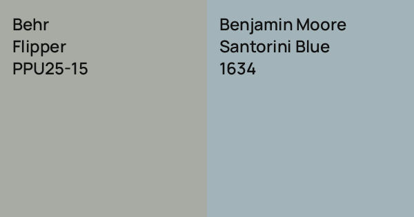 Behr Flipper vs. Benjamin Moore Santorini Blue comparison