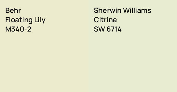Behr Floating Lily vs. Sherwin Williams Citrine comparison