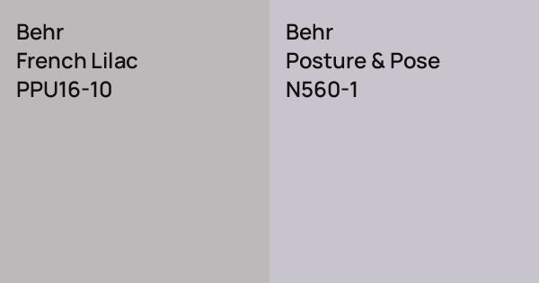 Behr French Lilac vs. Behr Posture & Pose comparison