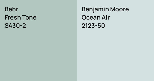 Behr Fresh Tone vs. Benjamin Moore Ocean Air comparison