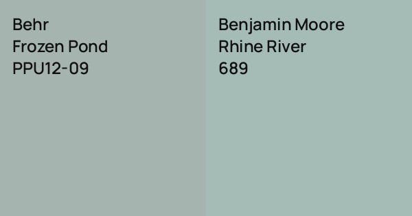 Behr Frozen Pond vs. Benjamin Moore Rhine River comparison