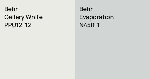 Behr Gallery White vs. Behr Evaporation comparison