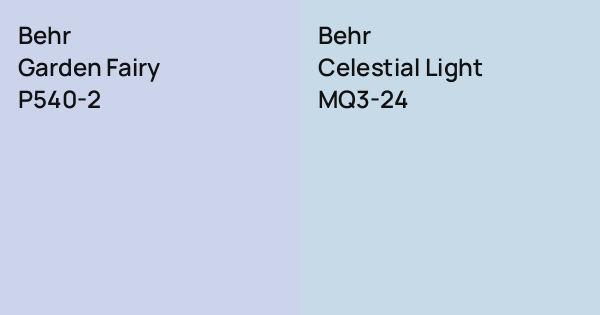Behr Garden Fairy vs. Behr Celestial Light comparison