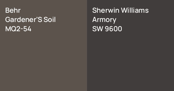 Behr Gardener'S Soil vs. Sherwin Williams Armory comparison