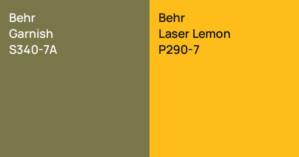 Behr Garnish vs. Behr Laser Lemon comparison