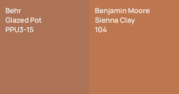 Behr Glazed Pot vs. Benjamin Moore Sienna Clay comparison