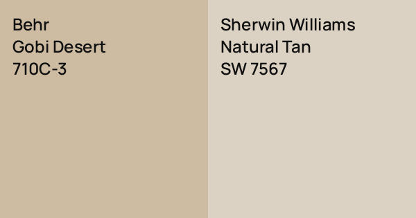 Behr Gobi Desert vs. Sherwin Williams Natural Tan comparison