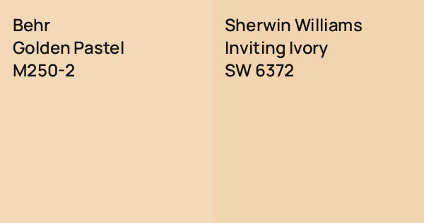 Behr Golden Pastel vs. Sherwin Williams Inviting Ivory comparison