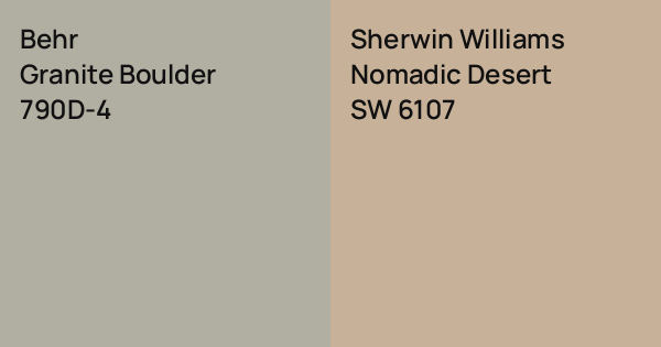 Behr Granite Boulder vs. Sherwin Williams Nomadic Desert comparison
