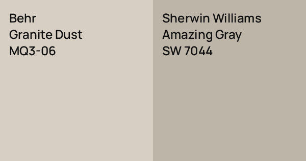 Behr Granite Dust vs. Sherwin Williams Amazing Gray comparison