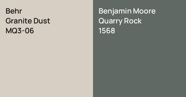 Behr Granite Dust vs. Benjamin Moore Quarry Rock comparison