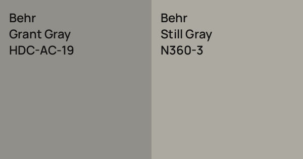 Behr Grant Gray vs. Behr Still Gray comparison