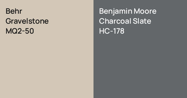 Behr Gravelstone vs. Benjamin Moore Charcoal Slate comparison