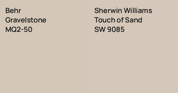 Behr Gravelstone vs. Sherwin Williams Touch of Sand comparison
