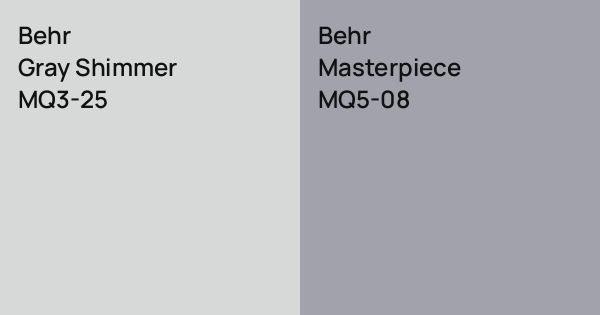 Behr Gray Shimmer vs. Behr Masterpiece comparison