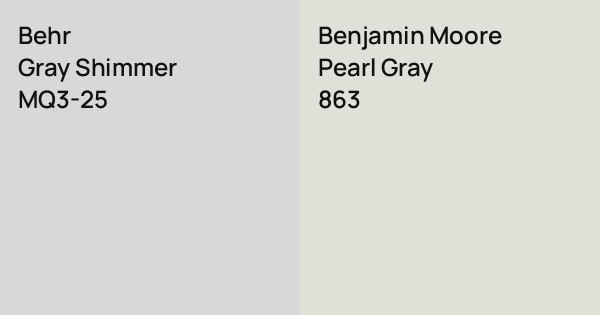 Behr Gray Shimmer vs. Benjamin Moore Pearl Gray comparison