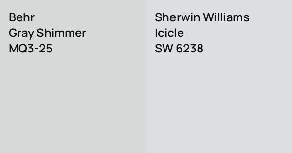 Behr Gray Shimmer vs. Sherwin Williams Icicle comparison