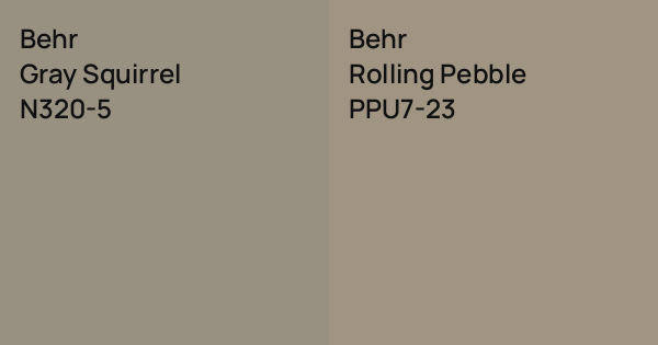 Behr Gray Squirrel vs. Behr Rolling Pebble comparison