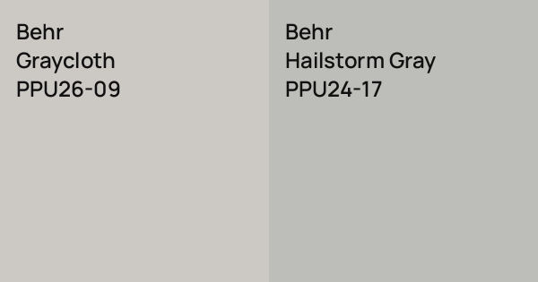 Behr Graycloth vs. Behr Hailstorm Gray comparison