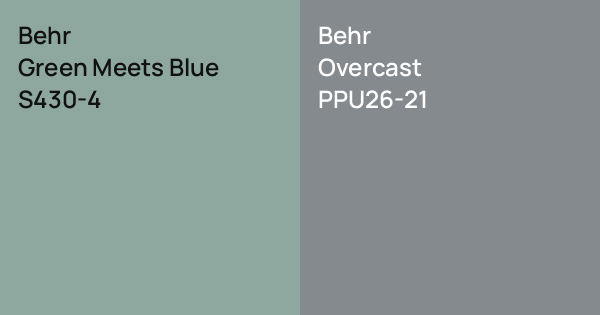 Behr Green Meets Blue vs. Behr Overcast comparison