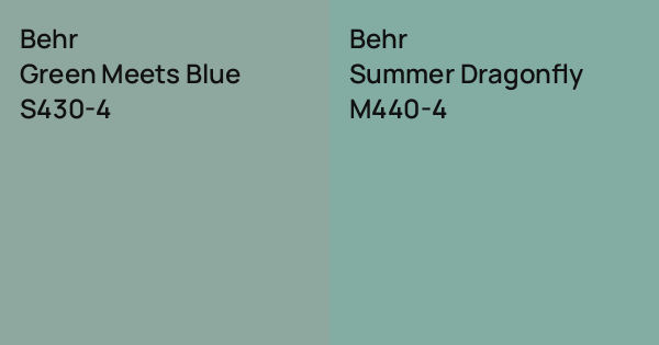 Behr Green Meets Blue vs. Behr Summer Dragonfly comparison