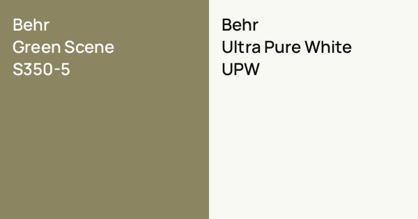 Behr Green Scene vs. Behr Ultra Pure White comparison