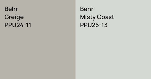 Behr Greige vs. Behr Misty Coast comparison