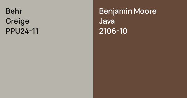 Behr Greige vs. Benjamin Moore Java comparison