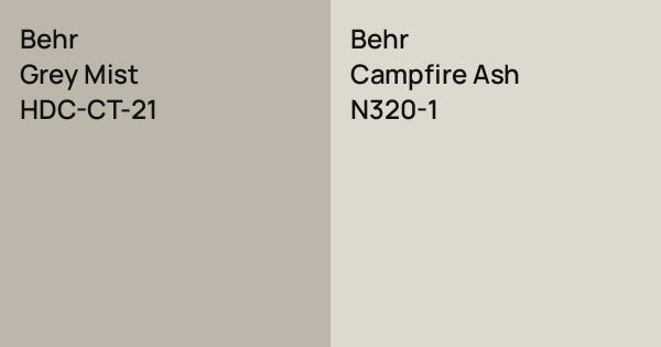 Behr Grey Mist vs. Behr Campfire Ash comparison