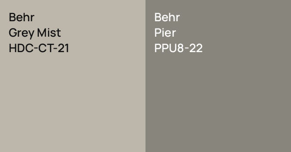 Behr Grey Mist vs. Behr Pier comparison