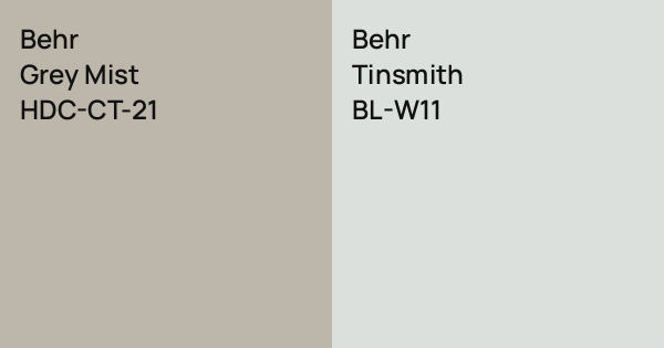 Behr Grey Mist vs. Behr Tinsmith comparison