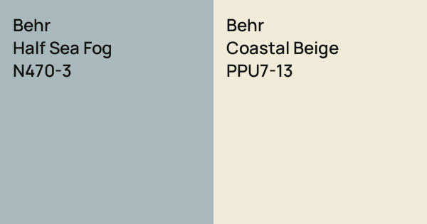 Behr Half Sea Fog vs. Behr Coastal Beige comparison
