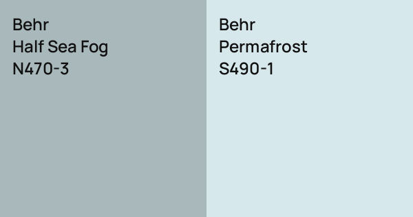 Behr Half Sea Fog vs. Behr Permafrost comparison