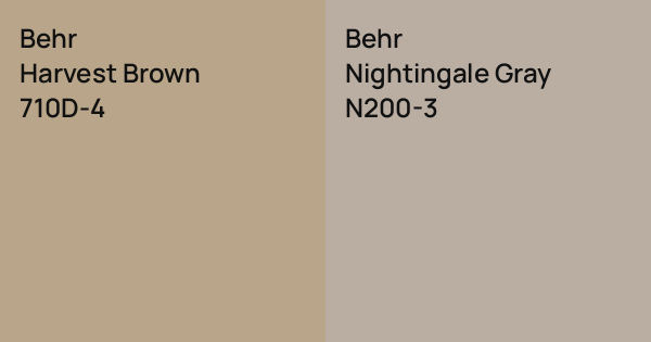 Behr Harvest Brown vs. Behr Nightingale Gray comparison