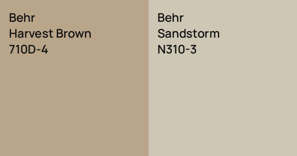 Behr Harvest Brown vs. Behr Sandstorm comparison