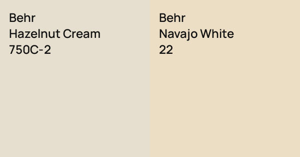 Behr Hazelnut Cream vs. Behr Navajo White comparison