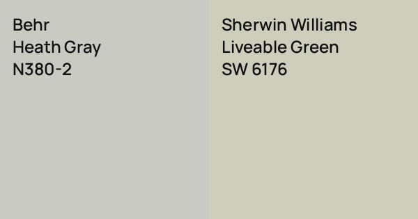 Behr Heath Gray vs. Sherwin Williams Liveable Green comparison