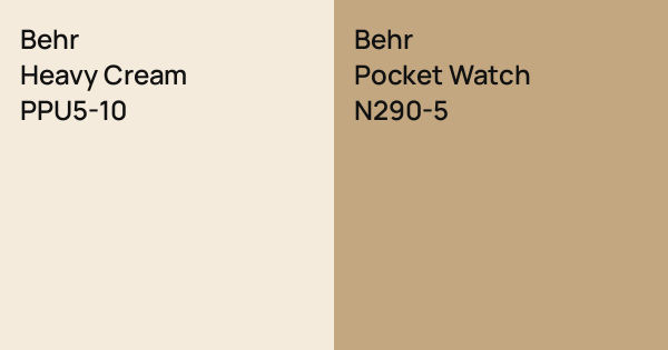 Behr Heavy Cream vs. Behr Pocket Watch comparison
