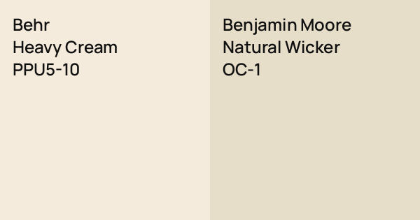 Behr Heavy Cream vs. Benjamin Moore Natural Wicker comparison