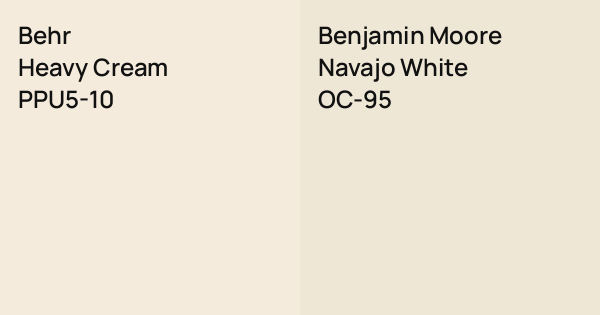 Behr Heavy Cream vs. Benjamin Moore Navajo White comparison