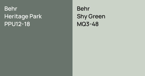 Behr Heritage Park vs. Behr Shy Green comparison