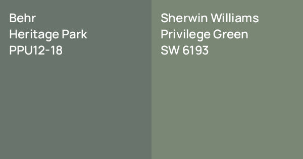 Behr Heritage Park vs. Sherwin Williams Privilege Green comparison