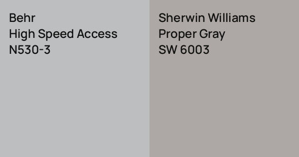 Behr High Speed Access vs. Sherwin Williams Proper Gray comparison