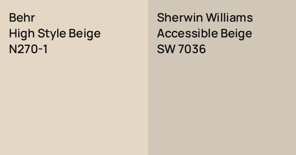 Behr High Style Beige vs. Sherwin Williams Accessible Beige comparison