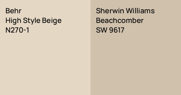 Behr High Style Beige vs. Sherwin Williams Beachcomber comparison
