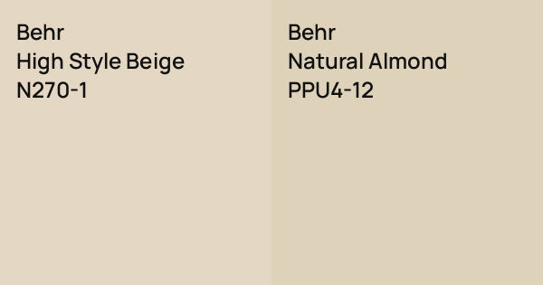 Behr High Style Beige vs. Behr Natural Almond comparison