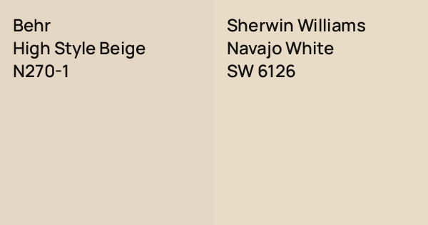 Behr High Style Beige vs. Sherwin Williams Navajo White comparison