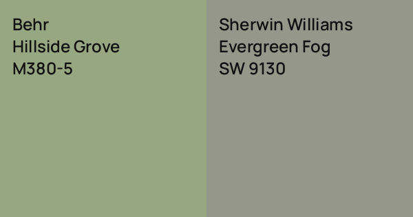 Behr Hillside Grove vs. Sherwin Williams Evergreen Fog comparison