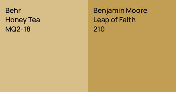 Behr Honey Tea vs. Benjamin Moore Leap of Faith comparison