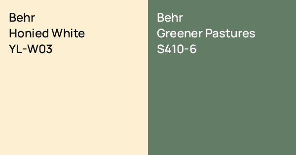 Behr Honied White vs. Behr Greener Pastures comparison